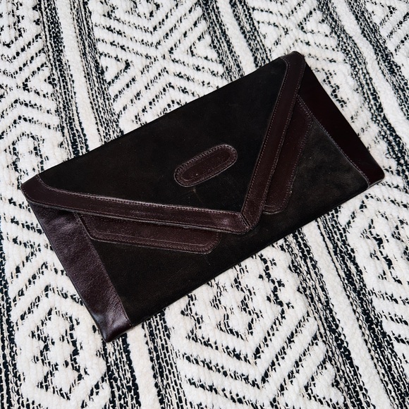 Vintage | Bags | Vintage Brown Genuine Leather Envelope Style Clutch ...